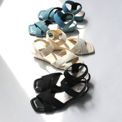 安定感抜群！サッと履ける♪異素材をミックスしたカジュアルサンダル！クロスベルトウエッジサンダル【S/M/L/LL】 サンダル TMCREW ...