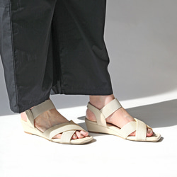 安定感抜群！サッと履ける♪異素材をミックスしたカジュアルサンダル！クロスベルトウエッジサンダル【S/M/L/LL】 サンダル TMCREW ...