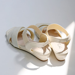 安定感抜群！サッと履ける♪異素材をミックスしたカジュアルサンダル！クロスベルトウエッジサンダル【S/M/L/LL】 サンダル TMCREW ...