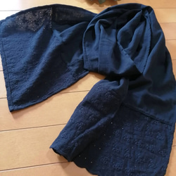 綿100％ダブルガーゼ スカラップレース刺繡ストール ブラック プレゼントにも☆ ストール nana 通販 19353984｜Creema(クリーマ)
