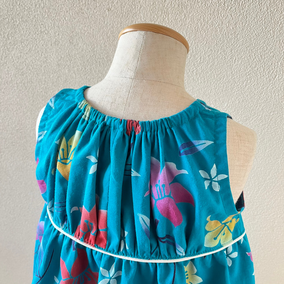 子供 浴衣地ひかえめフレアーワンピース 注染ちょうちょ（紺地） 80～130〈受注製作〉 子供服 machibari 通販 19354153 ...