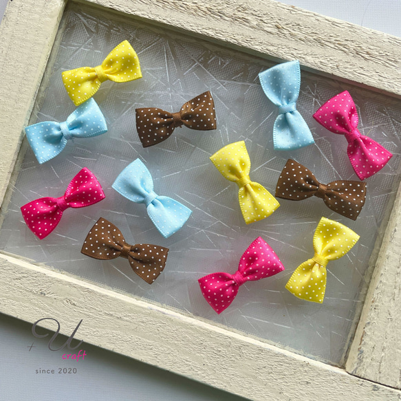 ドットサテンリボンマカロンカラー/4色アソート【パーツ/12ヶ】1164 デコパーツ ＋Ucraft ★リボンとパーツのお店★ 通販 ...