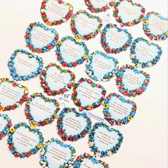 2シート ドイツ製 クロモス ハート お花の縁飾り メッセージ (スズラン チューリップ 薔薇) その他素材 BERN zakkamarkt ...