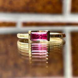 ルベライト トルマリン 0.47ct バゲットカット V石座 シルバーSV925リング 指輪・リング The.M 通販 19362387｜Creema(クリーマ)