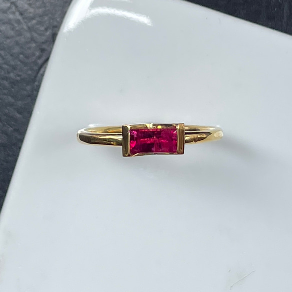 ルベライト トルマリン 0.47ct バゲットカット V石座 シルバーSV925リング 指輪・リング The.M 通販 19362387｜Creema(クリーマ)