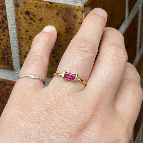 ルベライト トルマリン 0.47ct バゲットカット V石座 シルバーSV925リング 指輪・リング The.M 通販 19362387｜Creema(クリーマ)