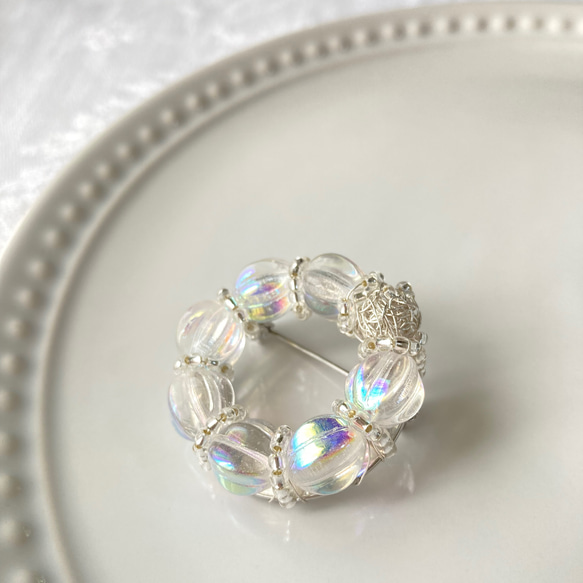 ブローチ クリア シルバー ビーズ 透明 夏 結婚式 ウェディング お呼ばれ ブローチ Sweet-ranunculus 通販 ...