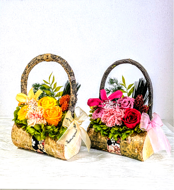 プリザーブドフラワー 白樺ポットアレンジメント プリザーブドフラワー flowergiftY,s 通販 19368084｜Creema(クリーマ)