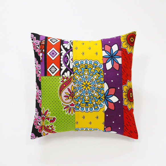 カンガのクッションカバー（ パッチワーク ）45×45 アフリカ布 クッション・クッションカバー カンガ屋 katikati 通販 ...