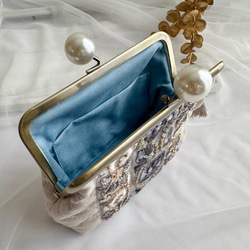 コスメポーチ がま口ポーチ インド刺繍リボン キャンディブラック マルチポーチ タッセル 生成り/サックス がま口 hareiro 通販 ...