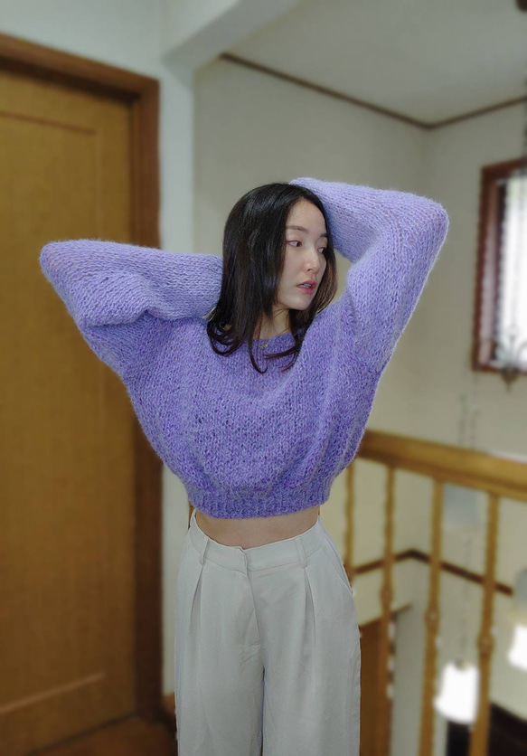 一点もの 手編み やわらかなラベンダー色のグラデニット ニット・セーター Vivat Veritas 通販 19368979｜Creema(クリーマ)