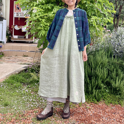 ストライプリネンのドロストワンピース （25s–098） ワンピース zappa 通販 19369929｜Creema(クリーマ)