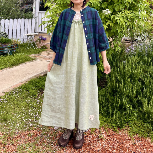 ストライプリネンのドロストワンピース （25s–098） ワンピース zappa 通販 19369929｜Creema(クリーマ)