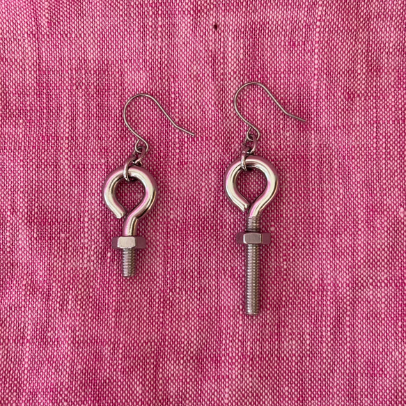 丸カンボルトのピアス／イヤリング【アレルギー対応】 ピアス（フック・チェーン） クルメカパーツ 通販 19371206｜Creema(クリーマ)
