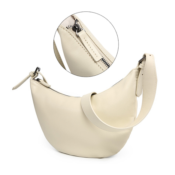 ワンショルダーバッグ ショルダーバッグ 本革 レザー 軽量 ボディバッグ 2way 斜めがけ 肩掛け アイボリーホワイト ショルダーバッグ ...