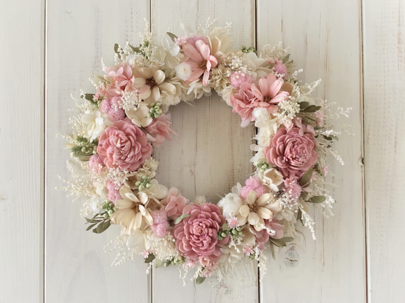 優しい色合いのピンクリースI(20cm) リース PAPER MOON 通販 19378662｜Creema(クリーマ)