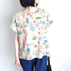 再販！× 16 新型！新柄！ ボタニカルリネンコットンのトップ ナチュラルベース ブラウス atelierprove1995 通販 ...