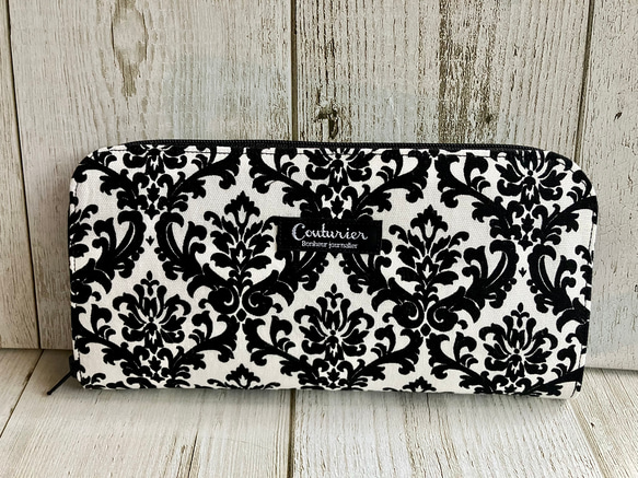 長財布 黒ダマスク柄 大容量 レディース カード24枚 収納力抜群 布財布 ラウンド サイフ 小銭入れ 和装小物（帯・半襟） アフィナージュ ...