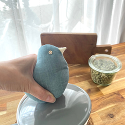 ことりの鍋つかみ 水色 鍋つかみ 理子 通販 19408033｜Creema(クリーマ)