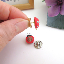 【受注制作】幸運のシンボルてんとう虫（Ladybug）のピンバッチ。【Creema限定】ポリマークレイ ピンバッチ Myu 通販 ...