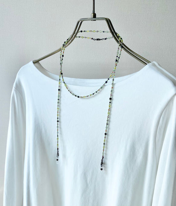 ボタニカルカラー チェコガラスビーズのマスクストラップ／ネックレス／グラスコード- Olive -【素材の旅2025】 ネックストラップ Ichi-ring（いちりん） 通販 19412918 ...