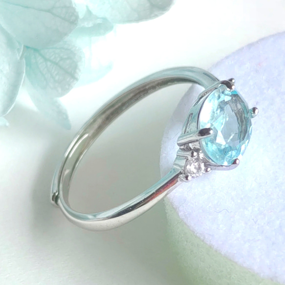 アクアマリン キラキラ フリーサイズ リング S925 8×6㎜ 3月誕生石 指輪・リング bamboo shoots 通販 19414986｜Creema(クリーマ)