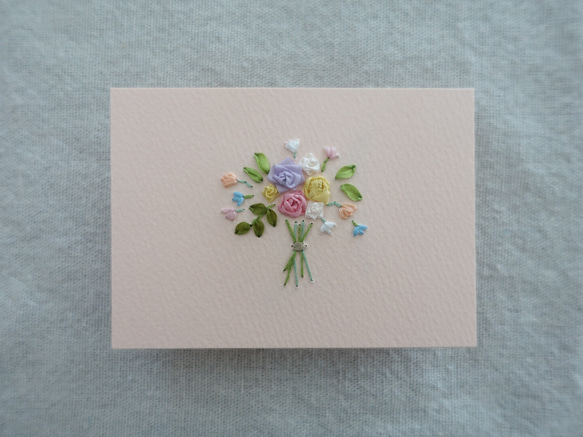 No.252 ブーケの紙刺繍/ボリュームブーケ/花束/パステル/フリーカード メッセージカード hyacca 通販 19416754 ...