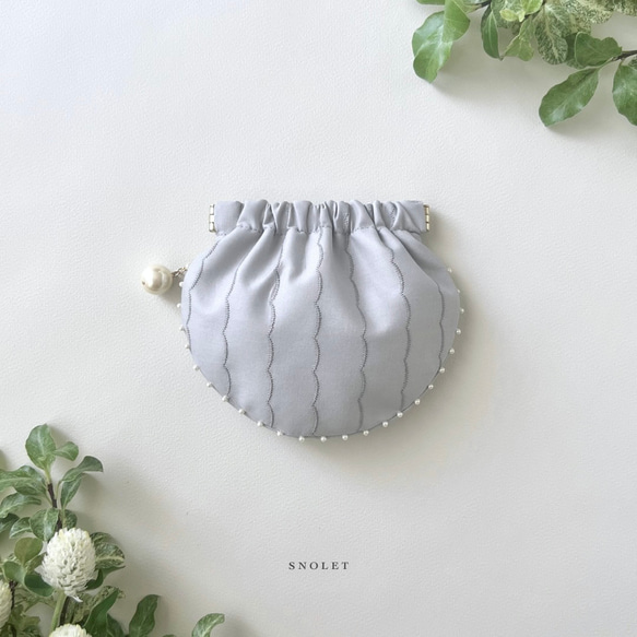 Amulette -真珠貝- ミニポーチ / ライトグレー / バネポーチ / バネ口ポーチ ポーチ S N O L E T 通販 ...