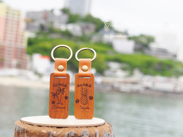 【席札・プチギフトに大人気♡】名入れキーホルダー♡リゾート挙式 ハワイ Hawaii グアム GUAM 沖縄 結婚式♡ 席次表・席札・メニュー ...