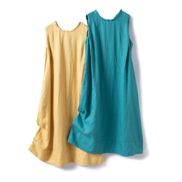2色天然素材リネンノースリーブワンピースN9381 ワンピース olive 通販 19418445｜Creema(クリーマ)