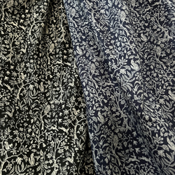 深い森と動物たちの半袖ワンピース＊ポケット付＊国産綿100％＊うさぎキツネ小鳥＊フリーサイズ＊ダークネイビー ワンピース loosey ...