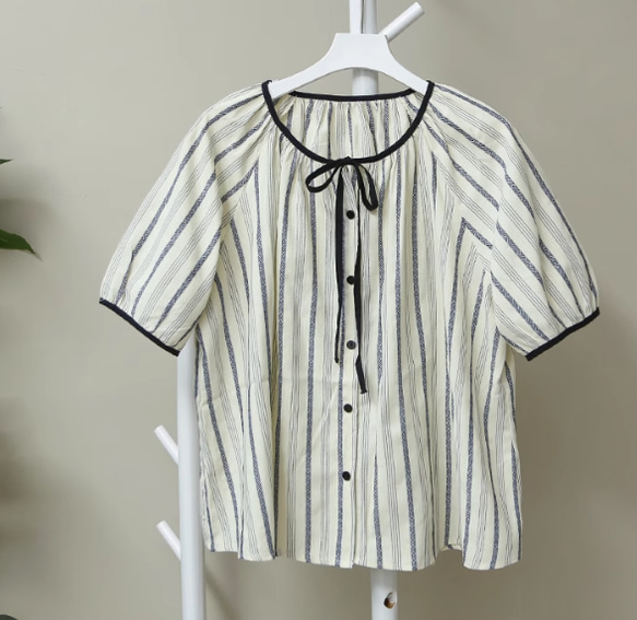 綿100% 丸首 半袖 カジュアルシャツ シャツ Kira.k 通販 19418780｜Creema(クリーマ)