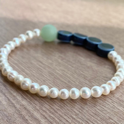 ビーズブレスレット No.103 パール ユーカリプタス ミッドナイトブルー ヴィンテージビーズ ブレスレット KARIN’S WORLD ...