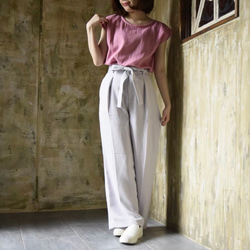 【ビギナーズライン】肌に優しいふわふわ大人のダブルガーゼのフレンチスリーブバックタックブラウス／ナデシコピンク ブラウス Lino shops ...