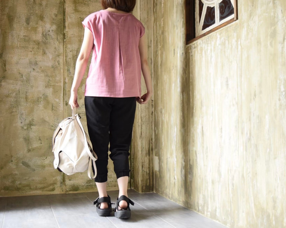 【ビギナーズライン】肌に優しいふわふわ大人のダブルガーゼのフレンチスリーブバックタックブラウス／ナデシコピンク ブラウス Lino shops ...