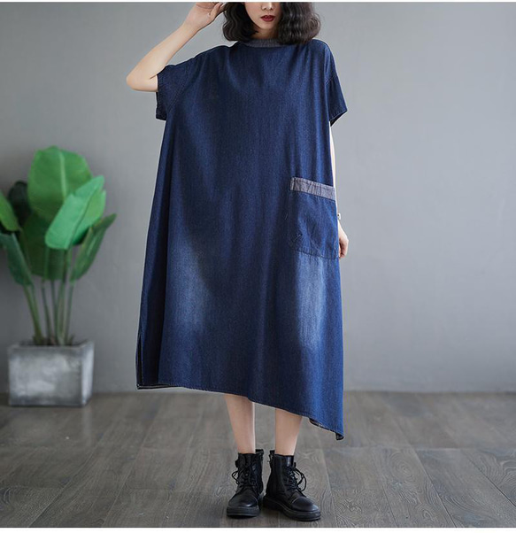 デニム ワンピース 大きいサイズ レディース 春夏 新品 半袖 ゆったり カットソー サイズ豊富の洋服店 通販 19419932｜Creema ...