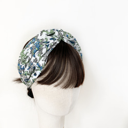 締め付け感なし♡さらっと柔らかい着け心地♡インド綿のクロスターバン（後ろワイヤー仕様）ホワイト×ブルー ヘアバンド・ターバン ma-ni 通販 ...