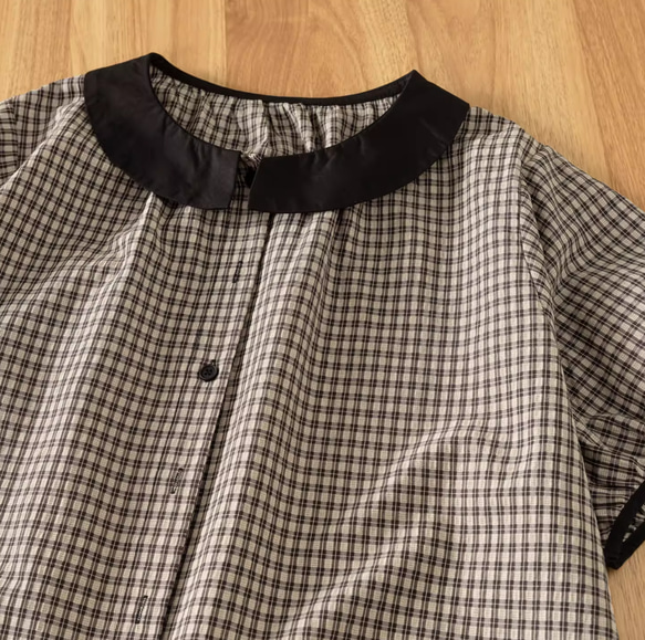 樹 * 文藝復古 チェック柄 ドールネックシャツ . 半袖 レジャートップス . 減齢シャツ . 綿のブラウス シャツ 樹 CorrcC 通販 ...