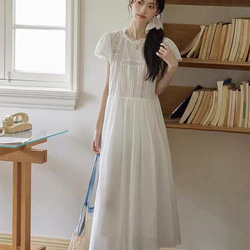 レース切替ワンピース レトロ風ワンピース ロングワンピース ワンピース hellodream 通販 19420308｜Creema(クリーマ)