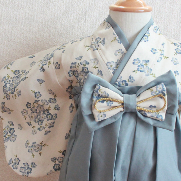 ネモフィラ×ブルー ベビー袴 60 70 80 90 100 着物 お食い初め 100日祝い 節句 お宮参り 出産祝い ベビー服 mimi⸜🌷 ...