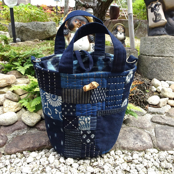 藍 古布 2way バケツバッグ 2wayバッグ かよさん古布 通販 19422339｜Creema(クリーマ)