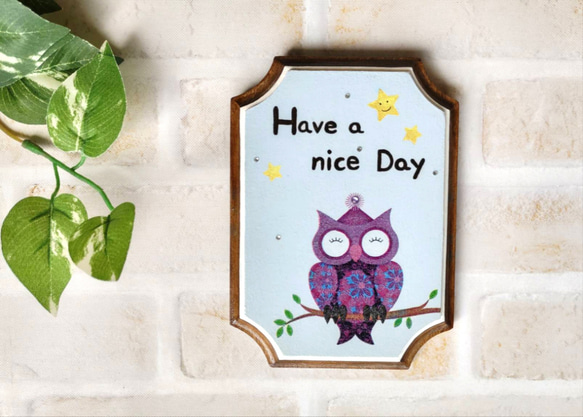 小さなふくろうの壁飾り 絵画 小さなポケット 通販 19426422｜Creema(クリーマ)