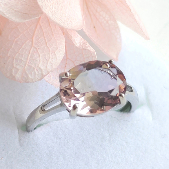 バイカラー アメトリン キラキラ 天然石 リング S925 10×8㎜ 指輪・リング bamboo shoots 通販 19428623｜Creema(クリーマ)