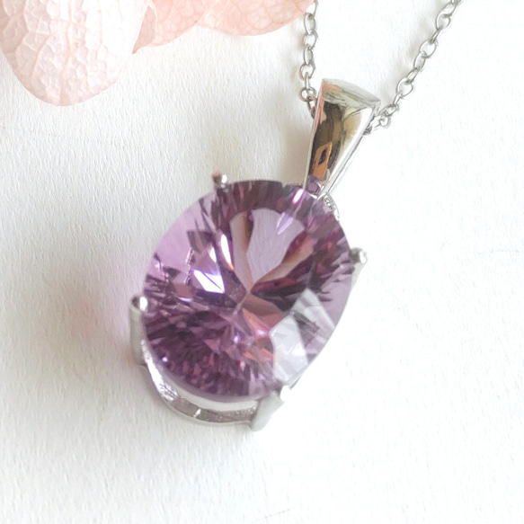 大きな コンケーブカット アメジスト ネックレス 天然石 2月誕生石 S925 14×10㎜ 指輪・リング bamboo shoots 通販 19428691｜Creema(クリーマ)