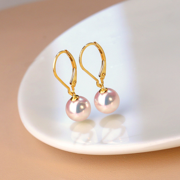 【La Corser】日本製7-9mmアコヤ天然海水真珠取り外し可能両用イヤリング、非常に明るい、天国のようなグレードの18Kゴ ピアス ...