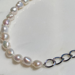 バロックパール&シルバー色チェーン 淡水パールネックレス ショートネックレス 40cm ネックレス・ペンダント Natural gift 通販 ...