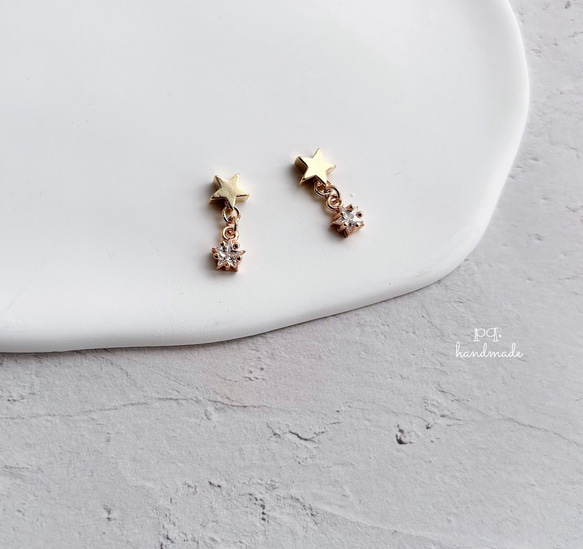 一粒の星型ジルコニア＊イヤリング イヤリング・ノンホールピアス pq. 通販 19432817｜Creema(クリーマ)