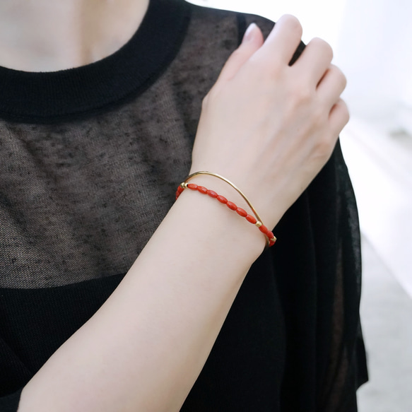 陽射しを纏うブレスレット「coral」【3月誕生石/コーラル・珊瑚】スナップボタン ブレスレット CAPRIS 通販 19433020 ...