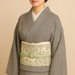 兵児帯 大人のへこ帯 ダマスク オリーブ リバーシブル 抹茶 名古屋帯 和装小物（帯・半襟） 閃光舎 -SENKOSHA- 通販 ...