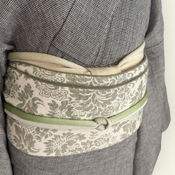 兵児帯 大人のへこ帯 ダマスク オリーブ リバーシブル 抹茶 名古屋帯 和装小物（帯・半襟） 閃光舎 -SENKOSHA- 通販 ...